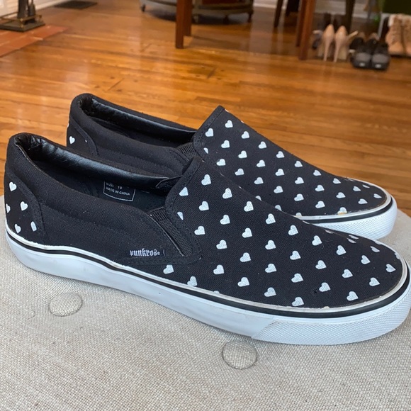 Skechers | Shoes | Punkrose Hearts Slip On Sneakers Blackwhite Womens ...